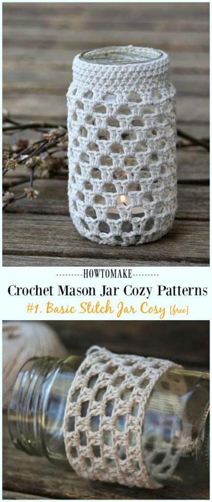 Crochet Mason Jar Cozy Free Patterns