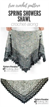 Spring Showers Shawl Crochet Free Pattern - Women Lace Shawl